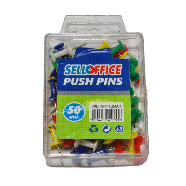 Push-Pins Colores Surtidos 50 Unidades Selloffice – OfficePro