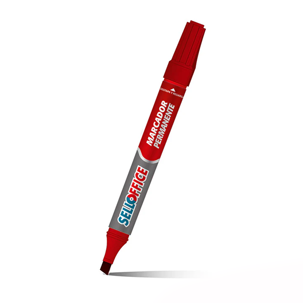 Marcador Permanente Desechable Punta Biselada Rojo Selloffice – OfficePro